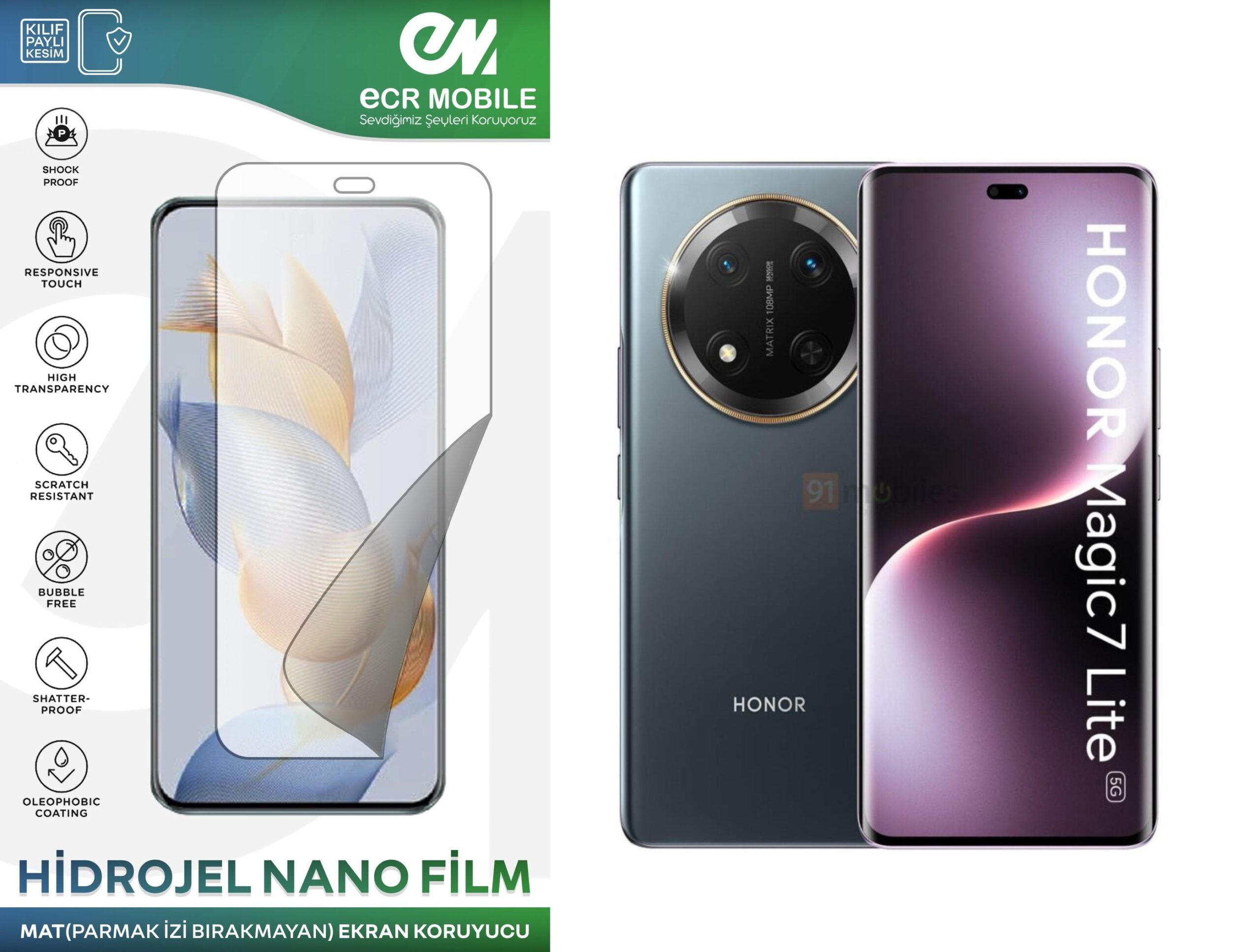 Honor Magic 7 Lite ile Uyumlu Hidrojel Nano Ekran Koruyucu Film MAT(Tempered Cam Değildir ...